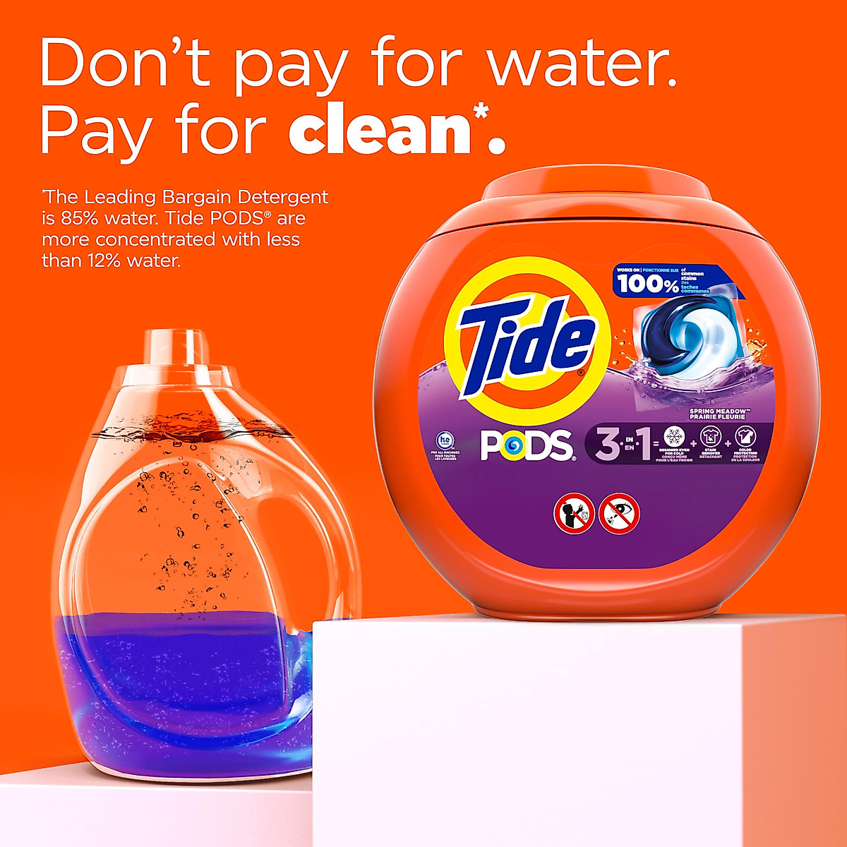 Tide PODS Liquid Laundry Detergent Soap Pacs, Powerful 3-in-1 Clean in One Step, He Compatible, Spring Meadow Scent, 76 Count