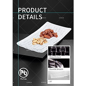 11" Elegant Crystal Glass Rectangular Flat Long Serving Tray and Platter , Clear White Serving Plate used for Food Sushi Snack Fruit Cake Dessert