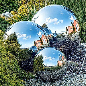zosenda Stainless Steel Gazing Ball, 6 Pcs 50-150 mm Mirror Polished Hollow Ball Reflective Garden Sphere, Floating Pond Balls Seamless Gazing Globe for Home Garden Ornament Decorations (6 Pcs Mix)