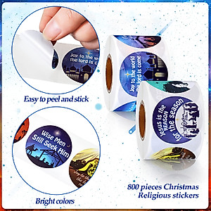 800Pcs Christmas Religious Stickers Nativity Stickers Jesus Christian Faith Roll Sticker Labels for Xmas Cards Envelope Favor