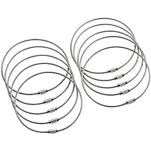 bayite BYT-WKC-054 10 Inch Stainless Steel Wire Keychains 2mm Cable Key Rings Heavy Duty Pack of 10