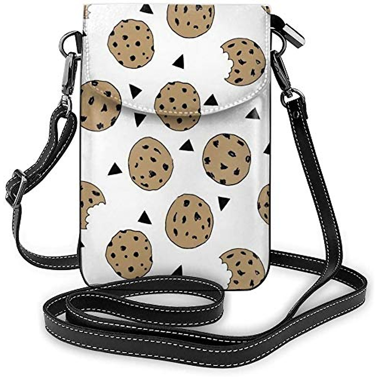 Cookies Food Chocolate Chip Biscuits Women Soft PU Leather Cellphone Purse Wallet Handbag Small Crossbody Shoulder Bag