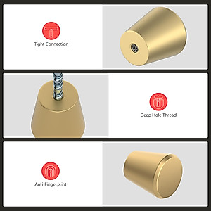 homdiy 5 Pack Brushed Brass Cabinet Knobs Gold Dresser Drawer Round Knobs for Kitchen Cabinet Hardware