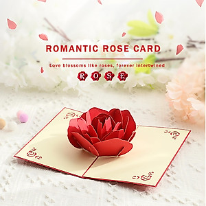 MUSCELL Valentines Pop-Up Red Rose Card, 3D Pop-up Greeting Cards, for Valentine's Day, Mothers Day, Fathers Day, Birthday, Anniversary, Graduation, Wedding, Size 5.9 x 3.93in