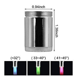 2-Pack 3-color LED Kitchen Water Faucet Head, Upgrade Temperature Sensitive Gradient Water Stream Color Changing Kitchen Spray Head Adapter Sink Lights for Kitchen and Bathroom, No Electric