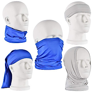 Leamekor UV Face Cover Neck Gaiter Mask Dust Protection Magic Scarf Wind Bandana Balaclava for Summer Running Fishing Biking (Black+White+Blue+Grey)