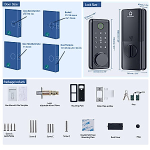 Stylrtop Fingerprint Deadbolt Lock with Glass Touchscreen Keypad,No-WiFi-Access, Keyless Electronic Biometric Lock for Entry Door (Satin Nickel)