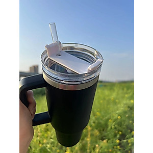 6 Pack Plastic Clear Reusable Straws for 40oz/30oz Stanley Cup Tumbler," Replacement Straws with Cleaning Brush Fit for Stanley Adventure Travel Tumbler- BPA-Free and Durable (clear)