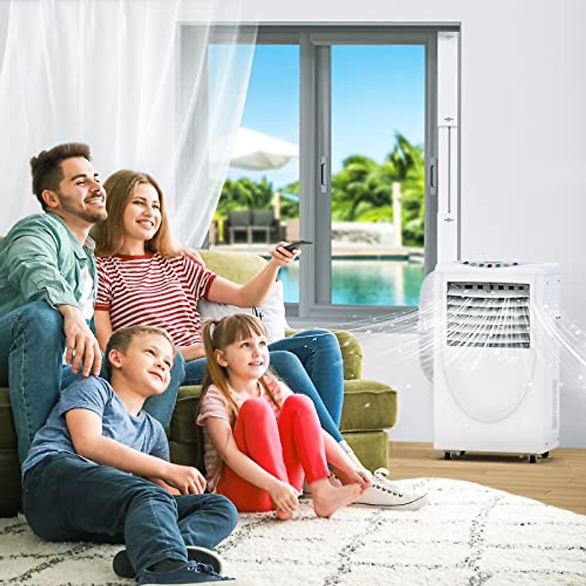 Portable AC Window Vent Kit with 5.1" & 5.9" Universal Hose Adapter, YJHome Air Conditioner Window Seal Kit with 3 Adjustable Slide Seal Plates, Portable Air Conditioner Window Kit for Sliding Window