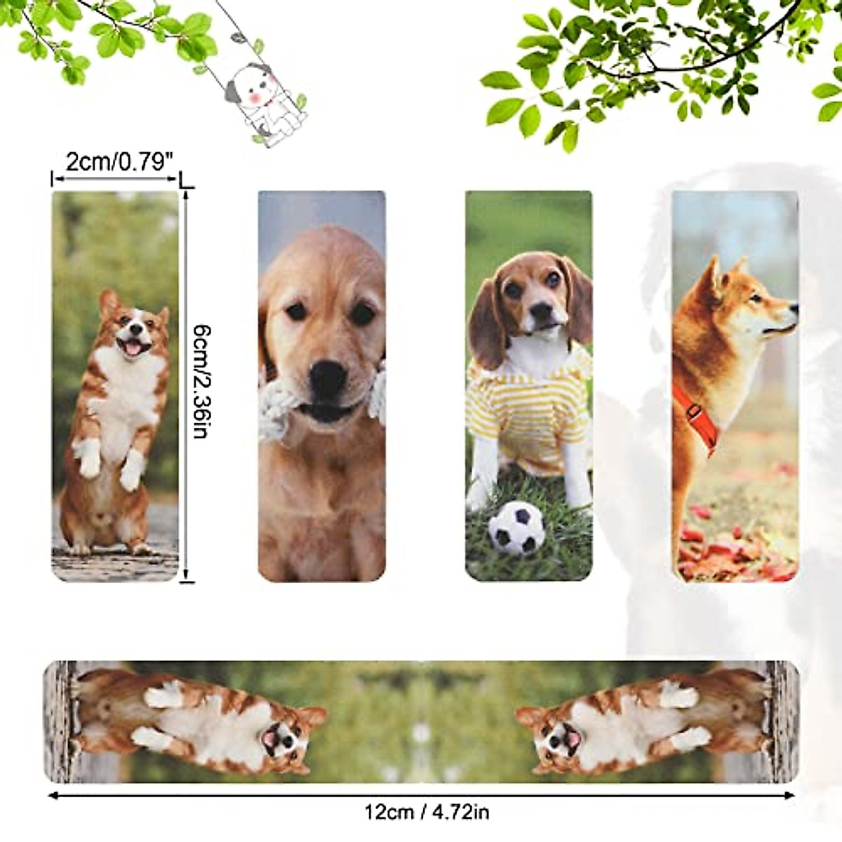 MWOOT 30Pcs Magnetic Bookmarks, Cute Dogs Magnet Book Marks Set, Double-Sided Lovely Puppy Magnetic Page Clips Bookmark in Bulk for Kids Students School Office Home Reading Supplies(30 Styles,6x2CM)