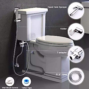 HandHeld Bidet Sprayer for Toilet. Multipurpose Rear Washing/Feminine Hygiene/Pet Bathing/Baby Cloth Diaper Sprayer. Brushed Stainless Steel Sprayer, Easy Install and Saves on Toilet Paper.