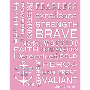 BlankieGram “Bravery” Throw Blanket – Gift Ideas and Gifts for Women and Men Make Great Comfort Gifts, Pink
