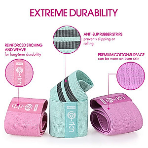 Resistance Bands, Fabric Workout Bands for Women & Men, Cloth Booty Resistance Loop Bands, Non-Slip Thick Squat Bands for Butt, Legs, Thigh, Hip and Glute Excersing, Home Fitness, Pilates, Yoga