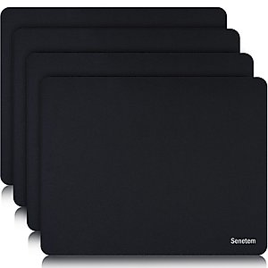 Senetem Thin Mouse Pad, 4 Pack Smooth Gaming Mouse Pads, Non-Slip Rubber Base, Laser & Optical Mousepad for Laptop, Computer, Office & Home, Small Portable, 11x8.6 in, Black