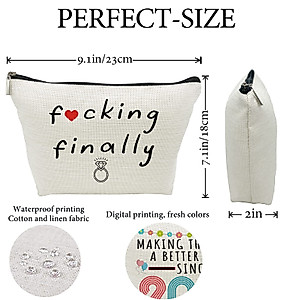 Funny Engagement Gift for Her, Bride, Bride to Be, Newly Engaged, Bridal Shower Gifts for Her, Makeup Bag Cosmetic Travel Accessories Bag Toiletry Case Gifts for Women, Bachelorette Party Gifts