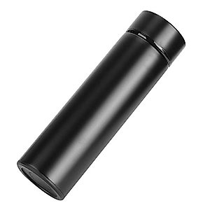 Oumefar Water Bottle, Travel Mugs, Smart Vacuum Flask Thermos Water Bottle with LED Digital Touch Screen, Thermos Cup Vacuum Flask 500ml Stainless Steel for Drinks (Matte black temperature cover)
