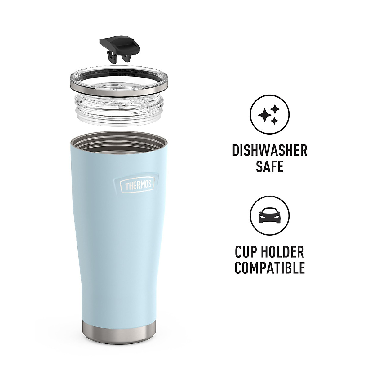THERMOS ICON SERIES, Stainless Steel Cold Tumbler with Slide Lock, 24 Ounce, Glacier
