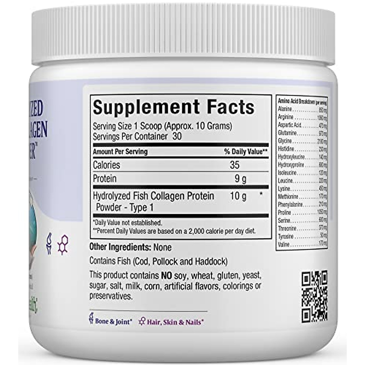Maxi Health Collagen Powder - Collagen Protein Powder - Marine Collagen Powder for Women & Men - Type I Unflavored Fish Collagen Hydrolyzed Collagen Protein - Hair Growth & Skin Supplement (10.75 oz)