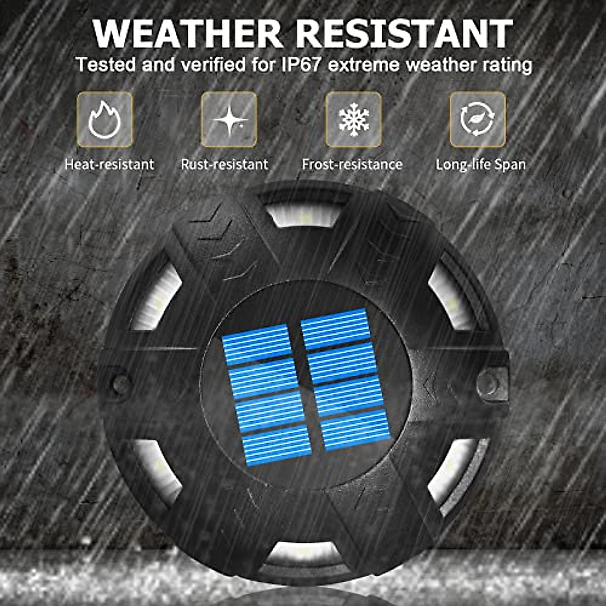 AMKI Solar Driveway Lights, 12-Pack LED Deck Lights Bright White, Solar Powered Road Markers Lights IP67 Waterproof Outdoor Warning Step Lights Stay Lit for Boat Dock Driveway Walkway Pathway Garden