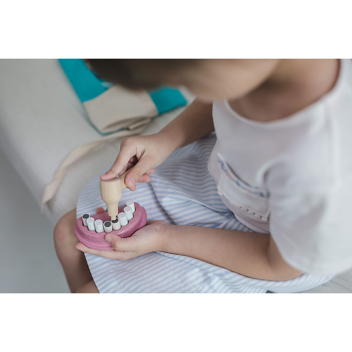 PlanToys Wooden Dentist Role Play Set (3493) | Sustainably Made from Rubberwood and Non-Toxic Paints and Dyes