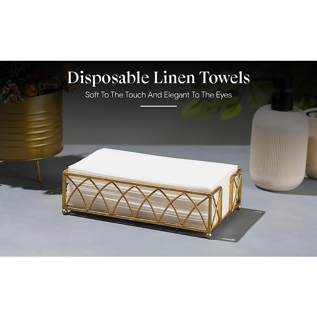 100 Disposable Linen Feel Guest Towels - Paper Hand Towels for Bathroom - Cloth Like White Paper Towel - Cocktail Hand Napkins - Highly Absorbent, Soft Fancy Guest Hand Towels 12" X 17" (Pack Of 100)