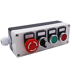 TWTADE/Red Green Momentary Switch, Red Mushroom Emergency Stop Latching Push Button Switch,3 Positions 2NO Latching Select Selector Switch Station Box hz-11ZS-20X-GR