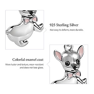 GNOCE Chihuahua Pendant Charm Sterling Silver Dangle Animal Charms Bead Fit Bracelet/Necklace Gift For Women Wife