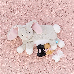 Manhattan Toy Nursing Nola Nurturing Rabbit Stuffed Animal with Plush Baby Bunnies
