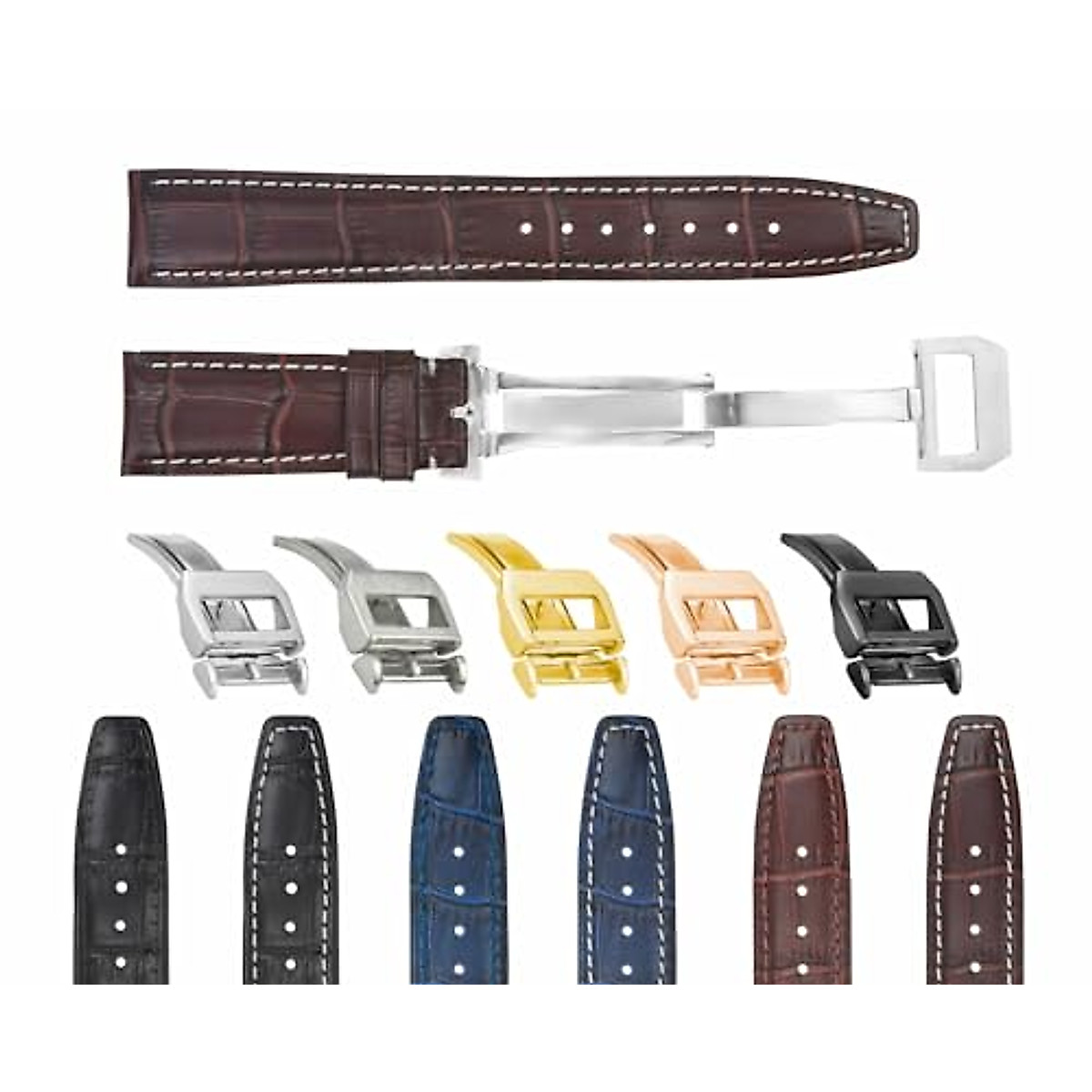 Ewatchparts 20-22MM REPLACEMENT LEATHER WATCH BAND STRAP COMPATIBLE WITH IWC PILOT PORTUGUESE TOP GUN