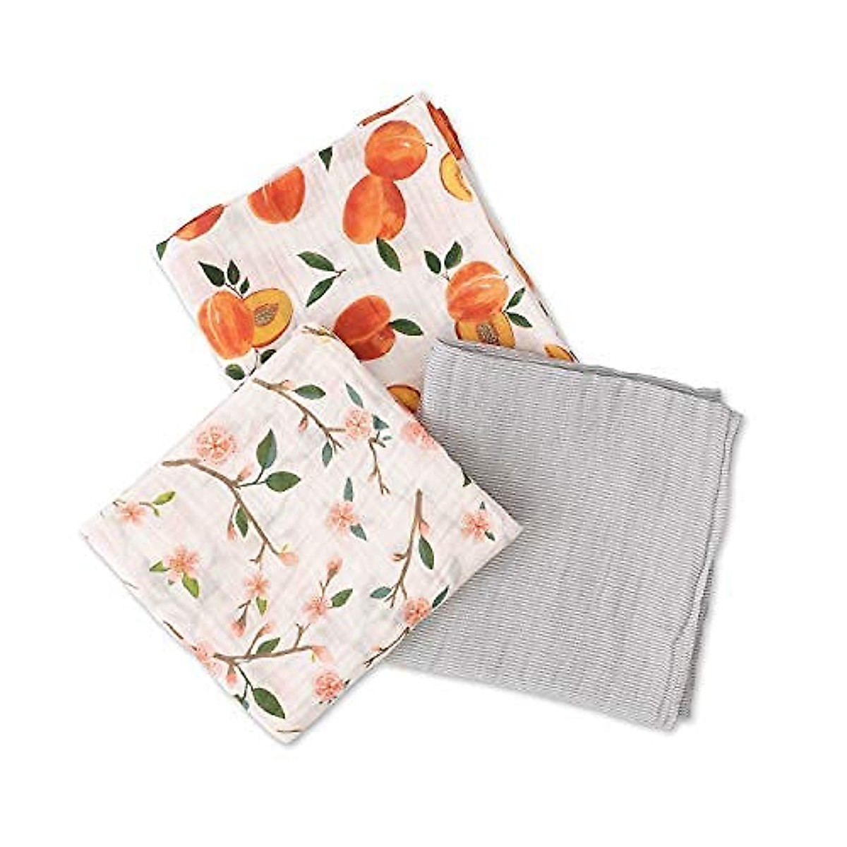 Red Rover Kids Cotton Muslin Swaddle - 47” x 47”- 100% Cotton – Machine Washable – Softer with Every Wash – Playful Designs - Soft, Breathable & Lightweight – Unisex - 3 Pack (Peachy)