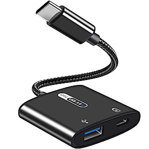 USB C OTG Adapter with Power, 2 in 1 USB C to USB with 60W PD Charging Adapter Compatible with iPhone 15/15 Pro, iPad Pro, Galaxy S24/S23/S21/Tab S8/S9, Pixel 8/7/6, Google Chromecast with Google TV