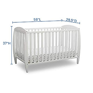 Delta Children Twinkle 4-in-1 Convertible Baby Crib, Easy to Assemble, Sustainable New Zealand Wood, JPMA Certified, White