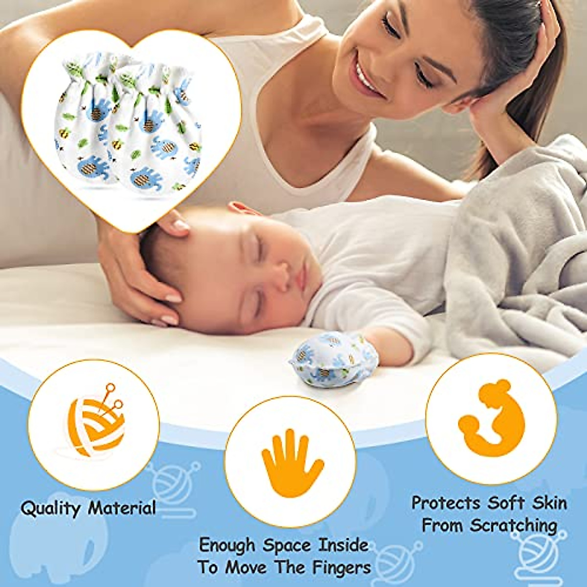 Newborn Baby Gloves Infant No Scratch Elastic Wrist Infant Soft Gloves Baby Mittens for 0-6 Months Baby Girls Boys (Cool Style,24 Pairs)