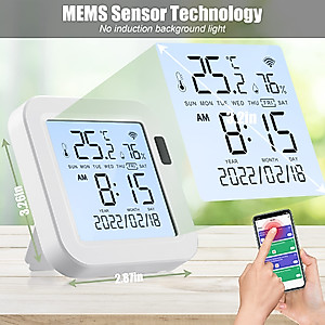 WiFi Room Thermometer Hygrometer Sensor, Temperature Humidity Monitor with Smart Alert 2 Years Free Data Storage Large Back-Light Screen, Compatible with Alexa/Google for Baby Home Garage Greenhouse