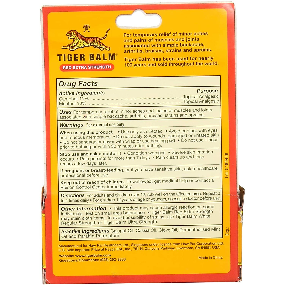 Tiger Balm Pain Relieving Red Extra Strength, 18g – Relief for Sore Muscles – Extra Strength Sports Rub – Tiger Balm Extra Strength – Tiger Balm Ointment