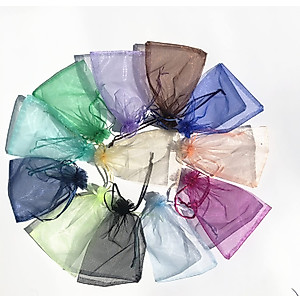 100 pieces of 5x7 Inches Mixed Color Organza Bags party jewelry gift bags drawstring gift bags chocolate mesh Valentine's Day gift bags wedding bags sachets jewelry bags Random distribution (Mixed Color)