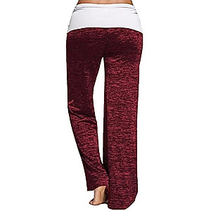 high Waisted Leggings for Women Womens Drawstring Elastic Waist Palazzo Pants Bell Bottom Pants Flare Leg Bootcut Sports Yoga Activewear Pants Red XL