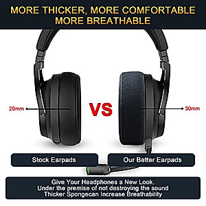 Upgraded Replacement Ear Pads Cushion for Corsair Virtuoso RGB Wireless SE XT Gaming Headset, Premium Fabric, Softer Memory Foam, Added Thickness (Fabric Black)