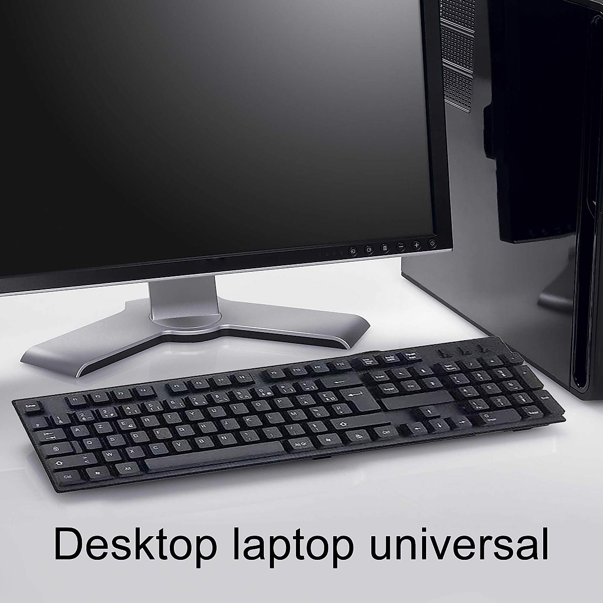 HEVIRGO 108Keys, Universal Keyboard,Wired Gaming Keyboard,Wired Keyboard, Multiple Languages Ergonomic USB Wired Keyboard for PC Laptop - Black A,Computer