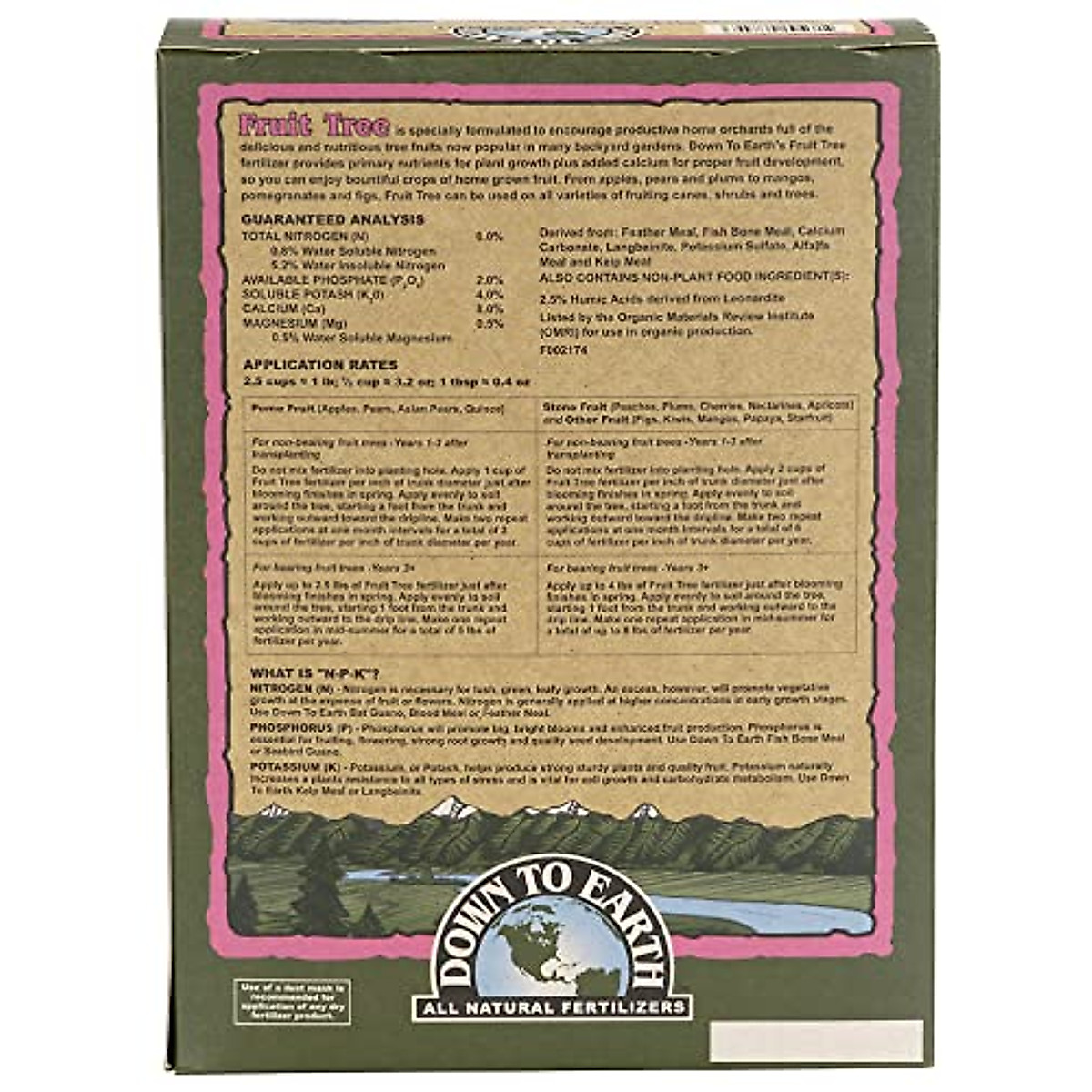 Down to Earth Organic Fruit Tree Fertilizer Mix 6-2-4, 5lb
