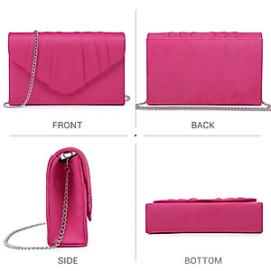 Dasein Womens Evening Bag Velvety Pleated Envelope Clutch Handbag Wedding Party Bridal Purse (Rose)