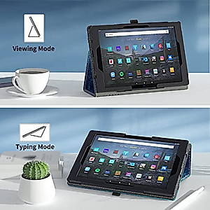 VORI Case for All-New Amazon Fire 7 Tablet (Only fit 12th Generation, 2022 Release), Slim Vegan Leather Folio Stand Smart Cover with Hand Strap and Auto Wake/Sleep for Kindle Fire 7” Tablet, Galaxy