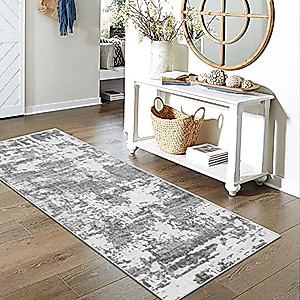 JURLEA Hallway Runner Rug Non-Slip Carpet Runner for Hallways Kitchen Living Room No Shedding Washable Lightweight Long Runners Rug (Cream/Grey, 2'x 6')