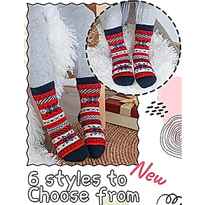 EBMORE Kids Wool Socks for Boys Toddlers Girls Warm Winter Hiking Thick Cozy Thermal Boot Heavy Crew Christmas Gifts for Kids Stocking Stuffer Snow Soft Child Socks 6 Pairs (Snowflake,4-7 Y)