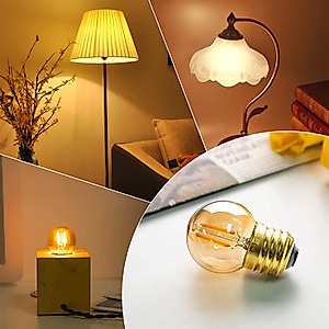 G40 Edison LED Filament Mini Globe Light Bulbs 1W Equivalent to 10Watt Incandescent - E26 Screw Base Led Bulbs Ultra Warm White 2200K Decorative Lighting Non Dimmable Amber Glass