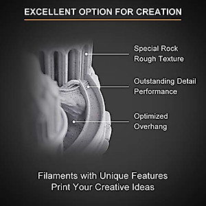 OVERTURE Rock PLA Filament 1.75mm, Rock PLA Roll 1kg Spool (2.2lbs), Dimensional Accuracy +/- 0.03 mm, Fit Most FDM Printer (Rock White)