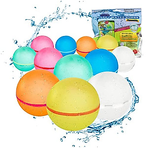 Reusable Water Balloons, Self-Sealing Refillable Water Balloons, Soft Silicone Magnetic Water Balloons, Reusable Water Bomb for Water Fight Game, Water Park, Summer Party (Multicolor - 12PC)