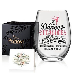 Pishovi Dance Teacher Wine Glass with Gift Box, Funny Dance Teacher Gifts for Instructor Women Wife Mom Sister, Birthday Gifts for Dance Teacher, Creative Gifts for Dancers