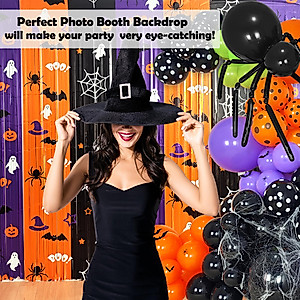9.9 X 6.6 ft Halloween Tinsel Foil Fringe Curtain, Halloween Party Photo Backdrop, Halloween Photo Booth Prop Streamer Backdrop for Halloween Party, Halloween Birthday Party