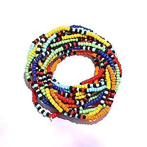 HEIDKRUEGER Seed Bead Stretch Bracelets Colorful Rainbow Tiny Beaded Stackable Vsco Bracelets Boho Summer Vacation Adjustable Bangle Bracelet for Women Girls 14Pcs